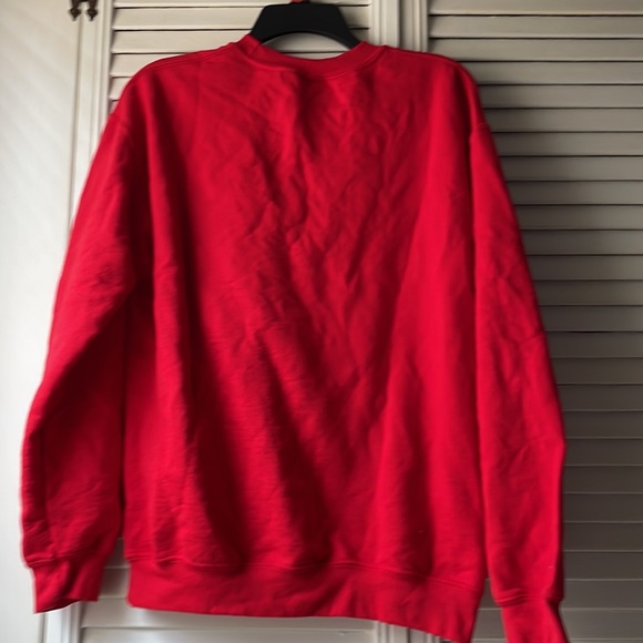 Gildan | Tops | Red Graphic Sweatshirt | Poshmark